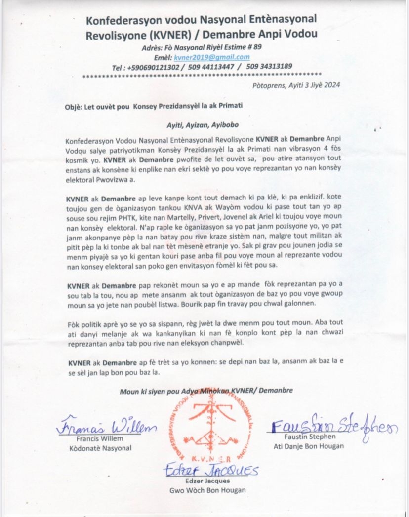 Formation CEP : KVNER et Demanbre Anpi Vodou exigent la présence de ...